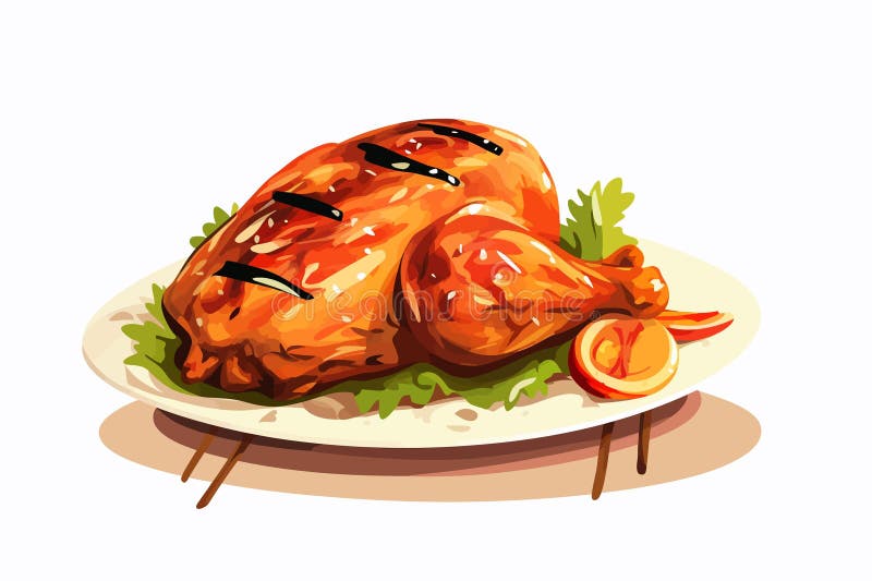 Grilled Chicken Vector Flat Minimalistic Isolated Illustration Stock ...