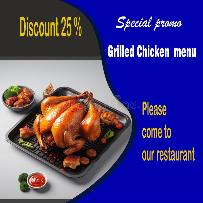 Grilled Chicken with Vegetables Stock Illustration - Illustration of ...