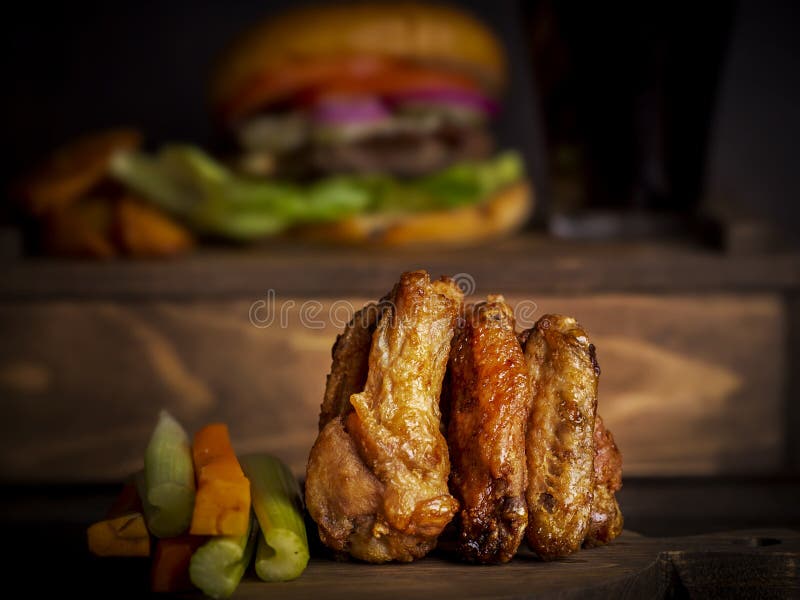 Grilled Chicken Wings. BBQ Meat Stock Photo - Image of chicken ...