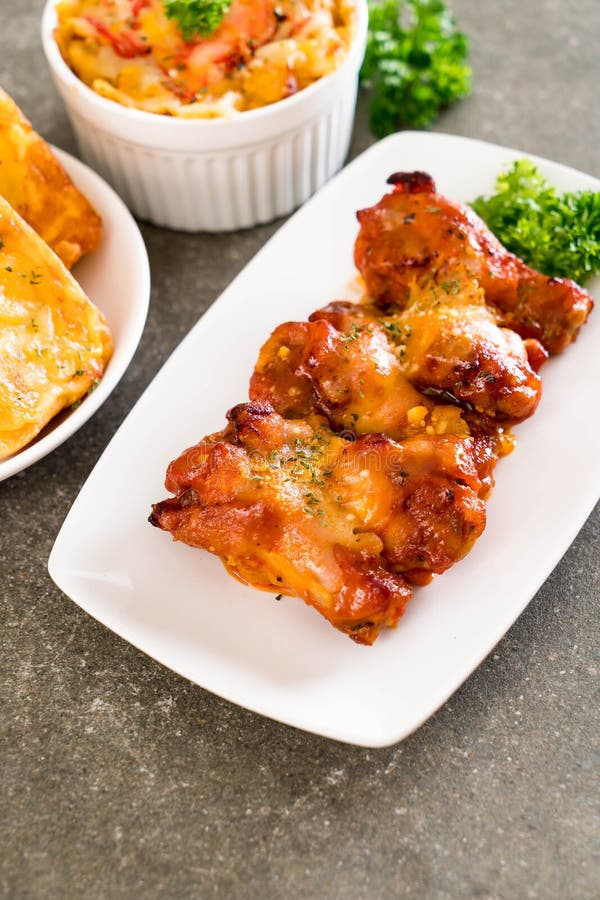 Grilled Chicken Wings with Cheese Stock Photo - Image of isolated ...
