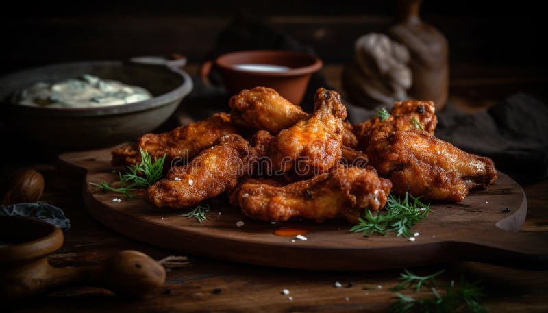 Grilled Chicken Wings with Savory Sauce, a Gourmet Appetizer Generated ...