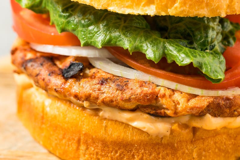 Grilled Chipotle Chicken Burger Stock Image - Image of dinner ...