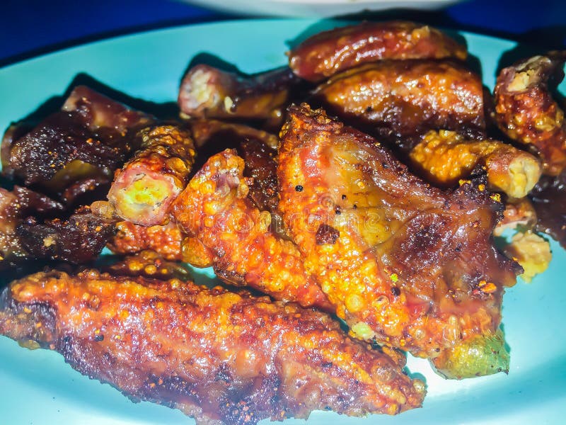 Grilled Chitterlings or Roasted Chitterlings on Dish and Ready To Eat ...