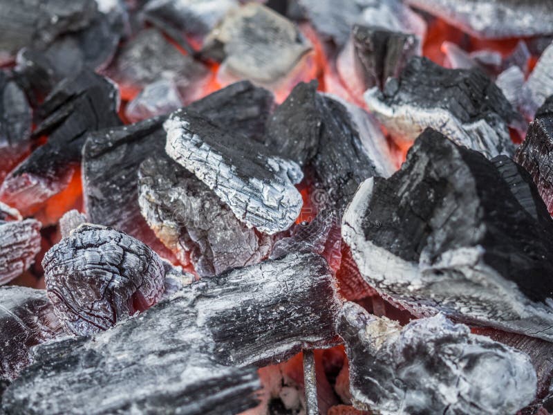 Hot Red Coals Texture. Burning Charcoals Background. Close-up of a Hot ...
