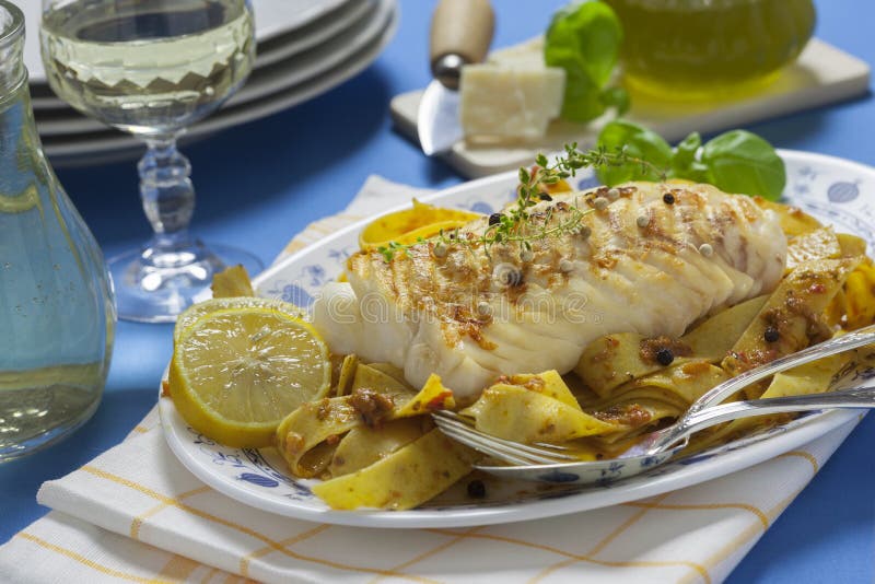 Grilled Cod Loin stock image. Image of cutlery, barbecue - 55629609