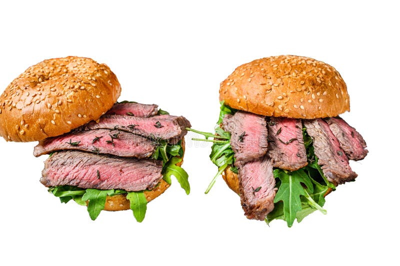 Grilled Cold Cuts Roast Beef Burger Sandwich with Arugula and Spinach ...