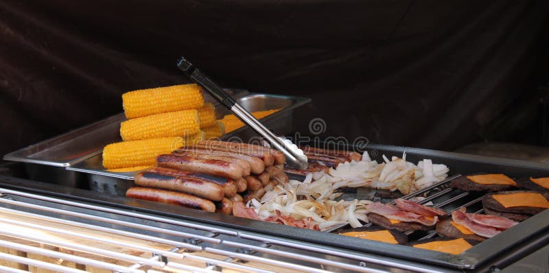 Grilled Cooked Food. stock photo. Image of burgers, cheese - 60245606