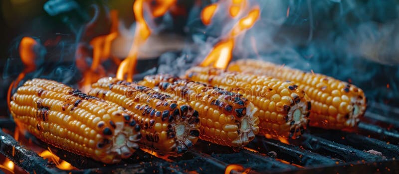 Grilled corn on the cob stock image. Image of crispy - 322107927