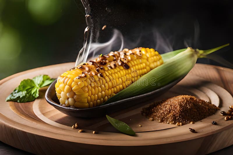 Grilled Corn on the Cob with a Drizzle of Melted Butter and a Sprinkle ...