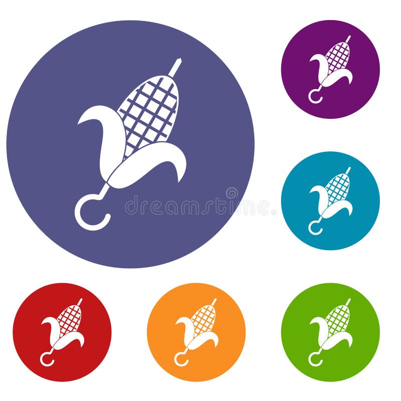 Grilled corn cob icons set stock vector. Illustration of diet - 96603566