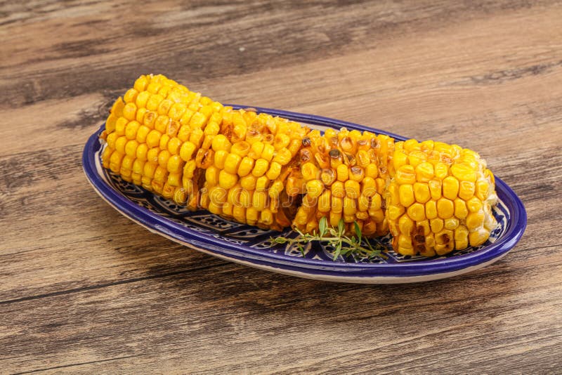 Grilled Corn with Oil and Salt Stock Image - Image of cooked, vegan ...