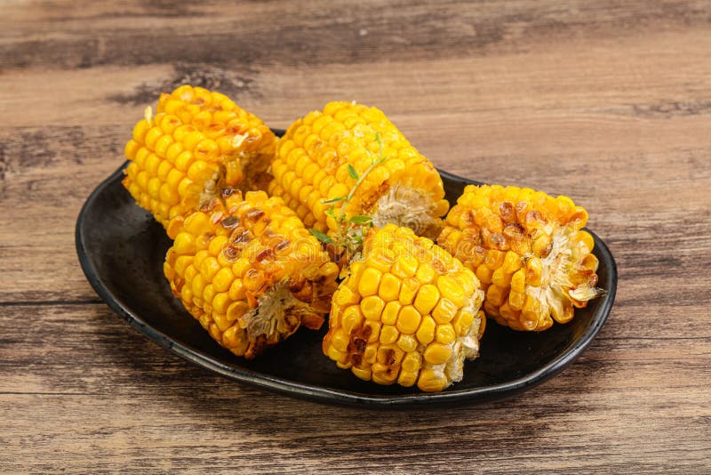 Grilled Corn with Oil and Salt Stock Image - Image of natural, snack ...