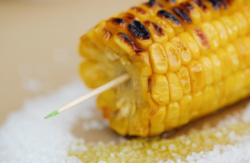 Grilled Corn with Olive Oil and Salt Stock Image - Image of dinner ...