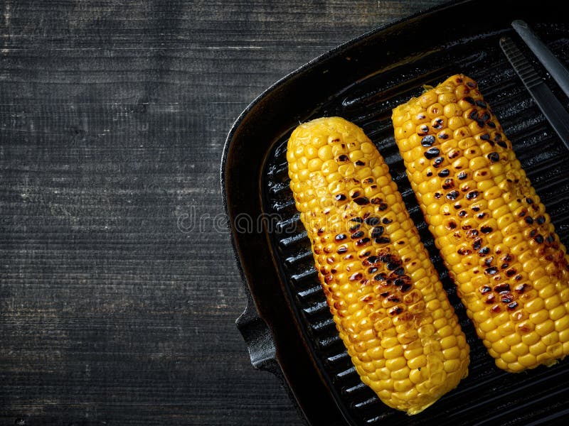 Grilled corn on pan stock image. Image of maize, barbeque - 230394215