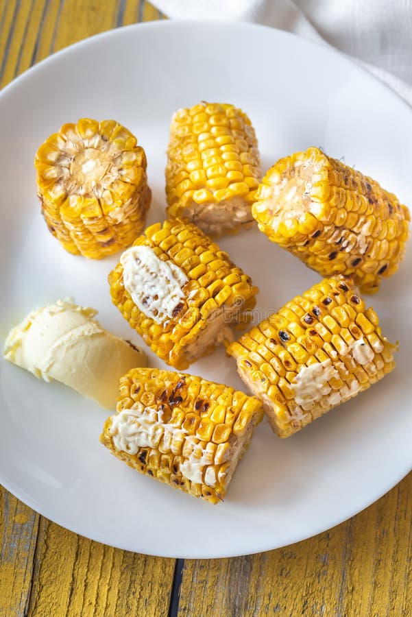 Grilled corn on the plate stock image. Image of cuisine - 157003877