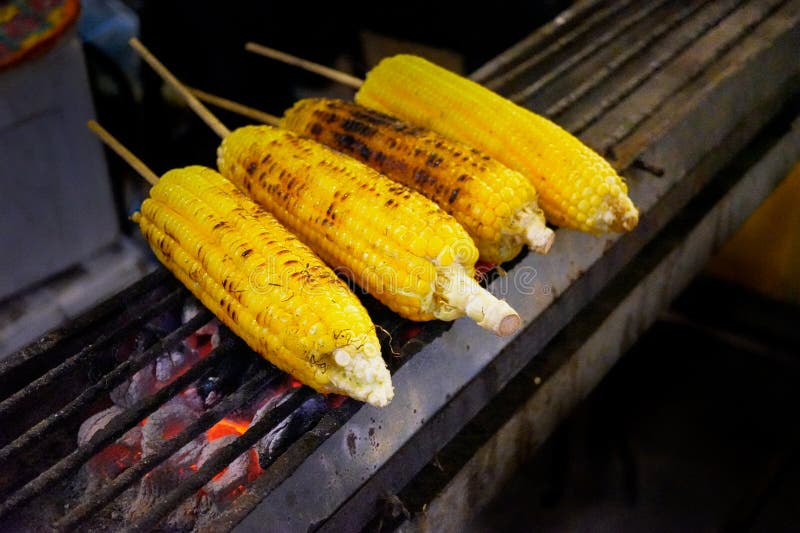 Grilled Corn, the Process of Making Grilled Corn Stock Photo - Image of ...