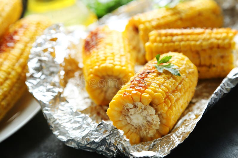 Grilled corn stock image. Image of nutrition, grain, grey - 76877029