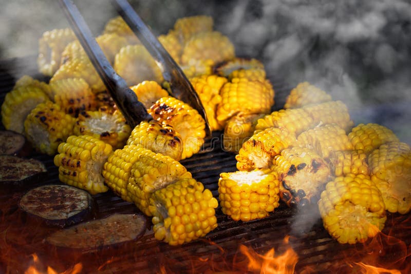 Grilled Corn. Vegetables Grilled Corn on the Hot Stove Stock Photo ...