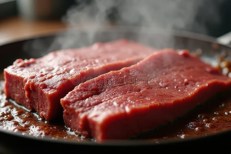 Grilled Corned Beef on Sizzling Skillet Stock Illustration ...