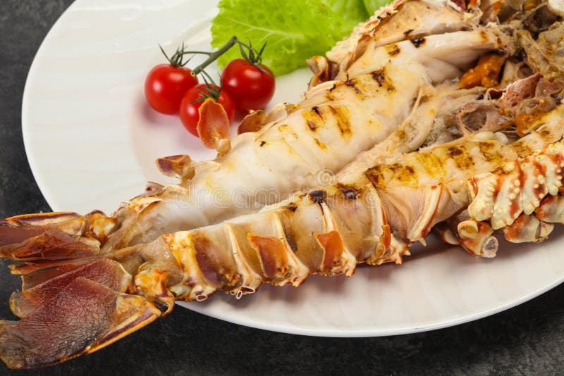 Grilled Crayfish in the Plate Stock Photo - Image of crustacean ...