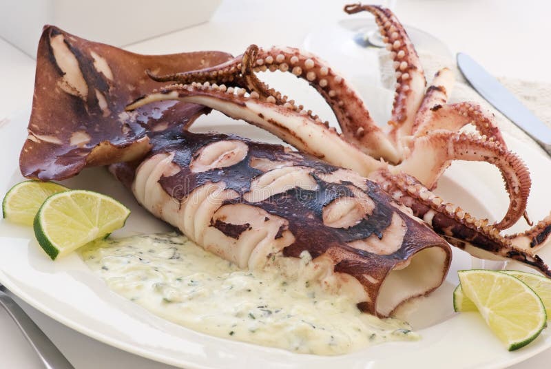 Grilled Cuttle Fish stock photo. Image of bake, dinner - 10198424