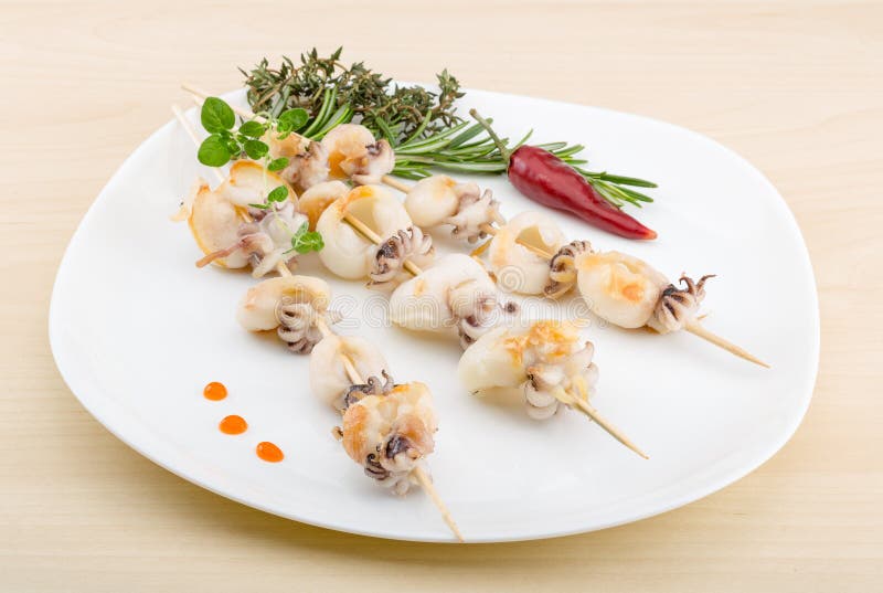 Grilled cuttlefish stock image. Image of fish, dinner - 51599251