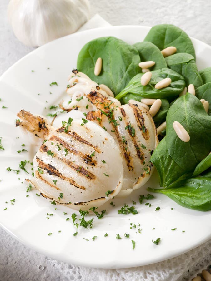 Grilled Cuttlefish with Fresh Stock Photo - Image of dinner, cuisine ...