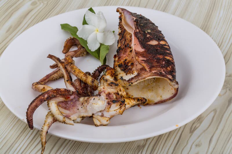Grilled cuttlefish stock image. Image of cuisine, octopus - 52438649