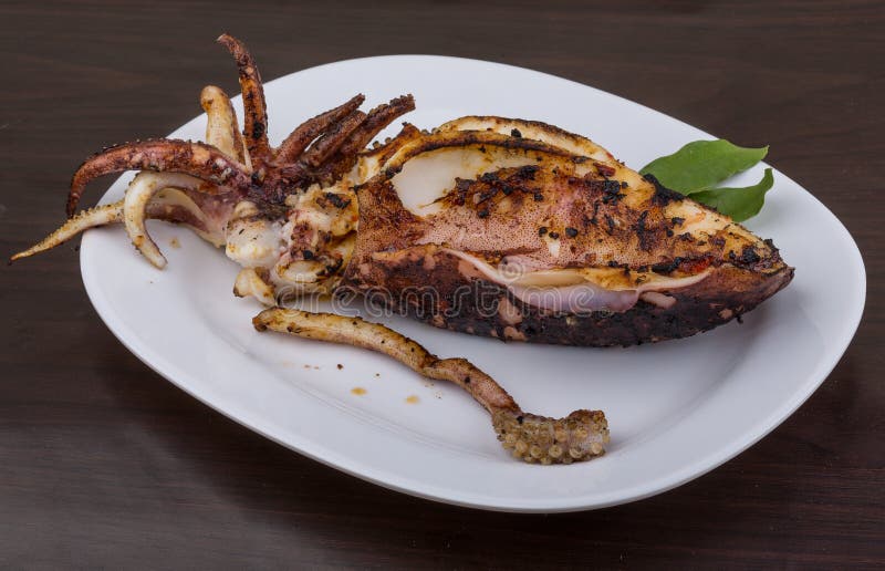 Grilled cuttlefish stock image. Image of meal, healthy - 51681283