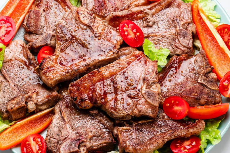 Grilled Delicious Tasty Lamb Meat. Flat Lay Stock Photo - Image of ...