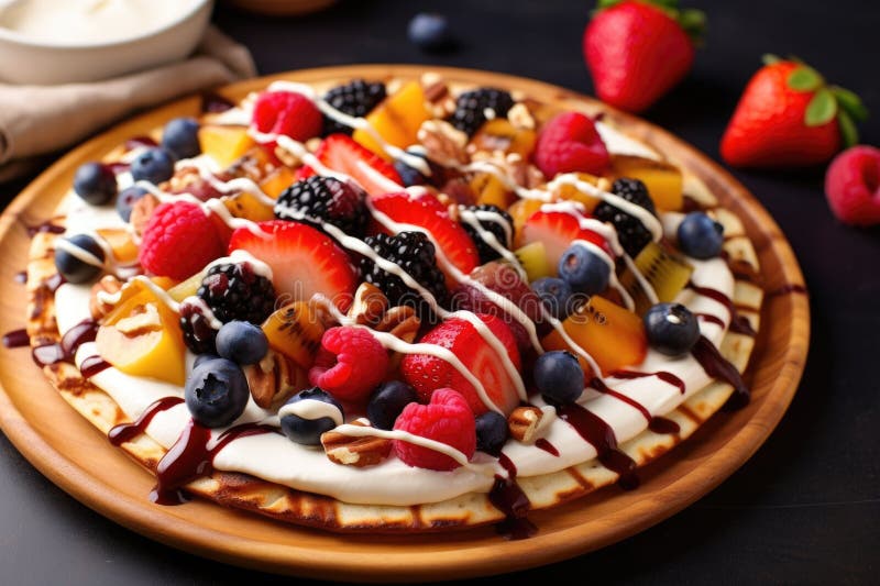 Grilled Dessert Pizza with Fruit Toppings Stock Illustration ...