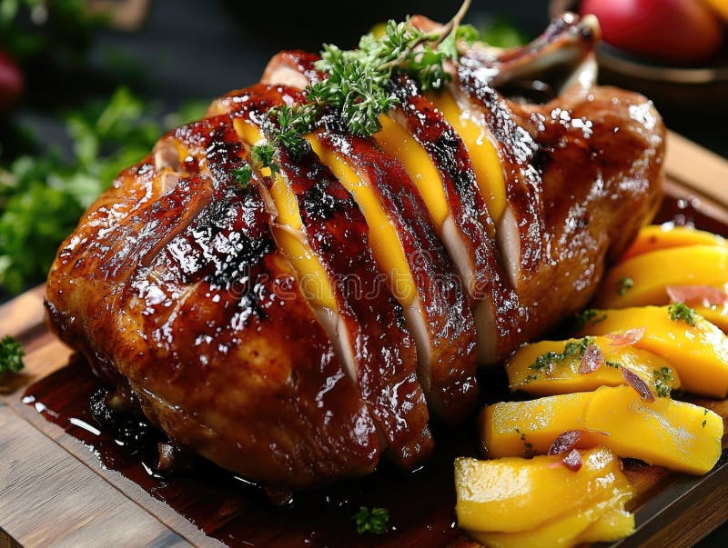 Grilled Duck with Mango Salsa Stock Photo - Image of mango, generated ...