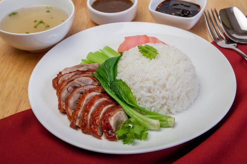 Grilled Duck Rice stock photo. Image of pork, asian - 244100366