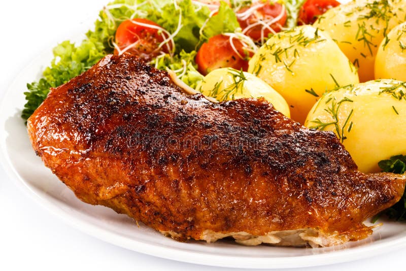 Grilled Duck and Vegetables Stock Image - Image of eating, beefsteak ...