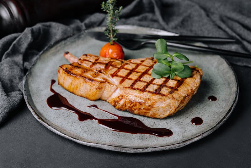 Grilled Fillet Steak on an Plate on Plate Stock Photo - Image of meat ...