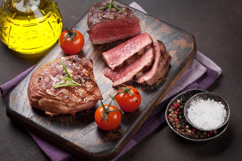 Grilled fillet steak stock photo. Image of grill, ingredient - 108258210