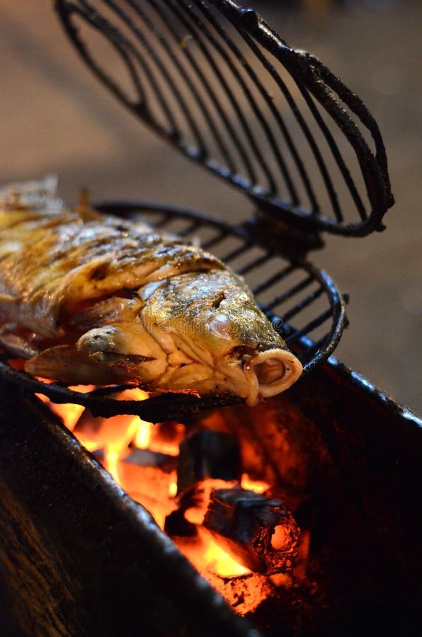 Grilled fish stock image. Image of spear, fish, chinese - 27723337