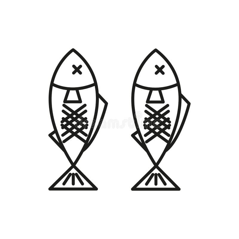 Grilled Fish Adventure Thin Line Icon Symbol Illustration Design Stock ...