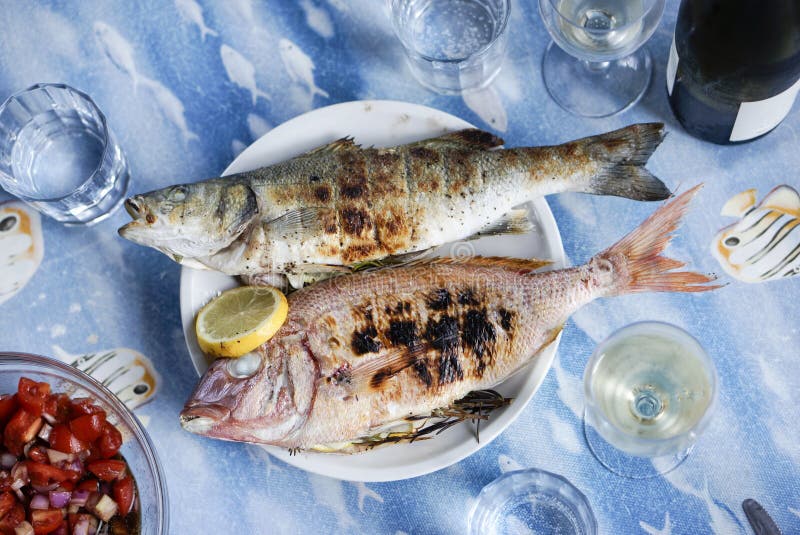 Grilled Fish at a barbeque stock image. Image of prepared - 34469933