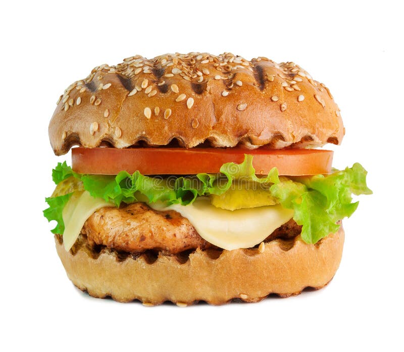 Fish Burger Isolated On White Background Stock Image - Image of gourmet ...