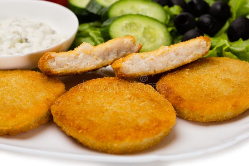 Grilled Fish Cutlet with Vegetables Stock Image - Image of dish ...