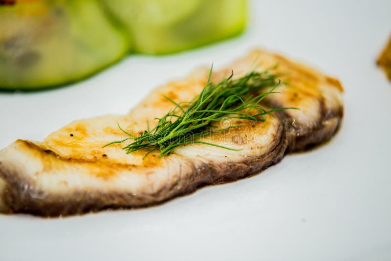Grilled fish filet plate stock photo. Image of gourmet - 91106184