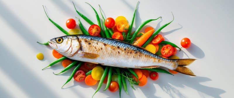 Grilled Fish Fillet Colorful Vegetable Medley Stock Photos - Free ...