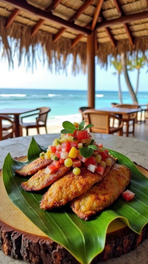 Grilled Fish Mango Salsa Tropical Beach Stock Photos - Free & Royalty ...