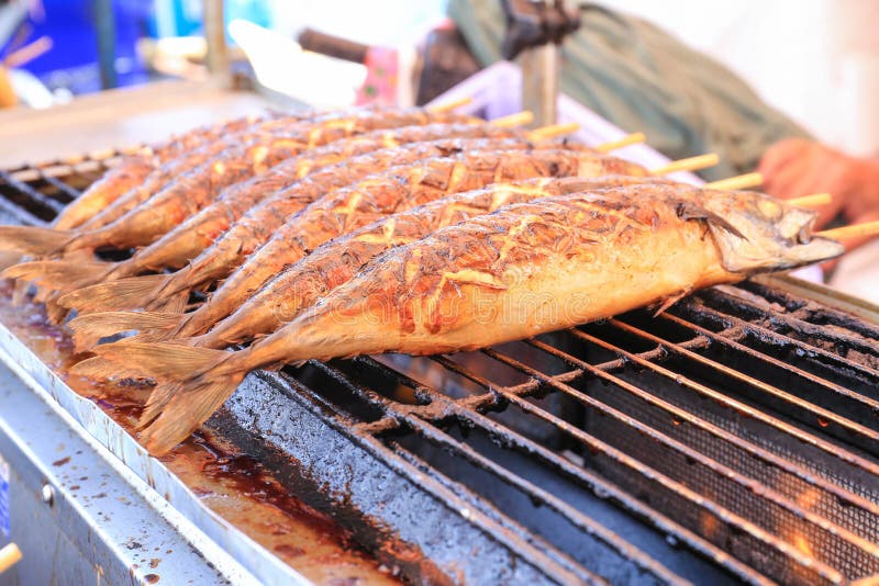Grilled Fish on the Grill ,(saba). Stock Photo - Image of saba, food ...
