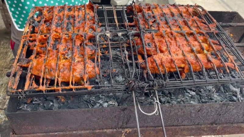 Grilled Fish on the Grill with Grilled Spices and Grilled Smoke. Stock ...