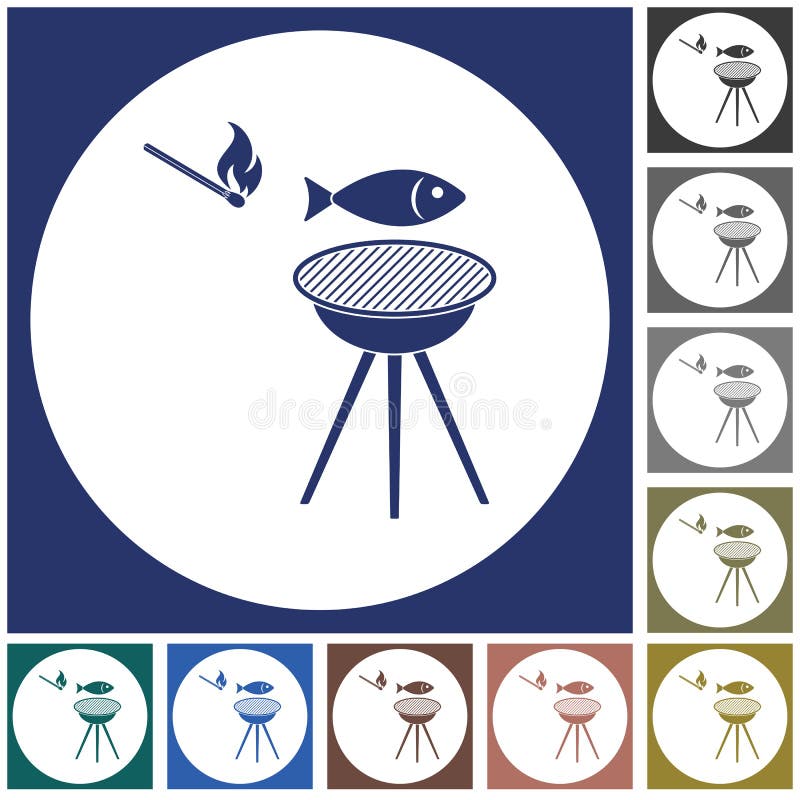 Grilled fish icon stock vector. Illustration of grilled - 146760827