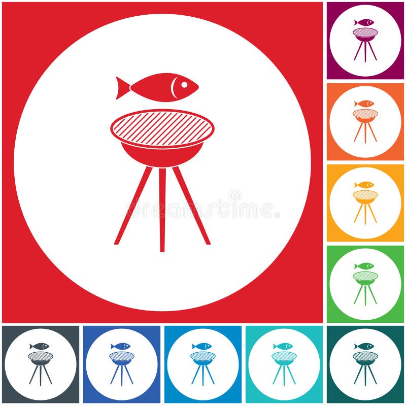 Grilled fish icon stock vector. Illustration of symbol - 122263951