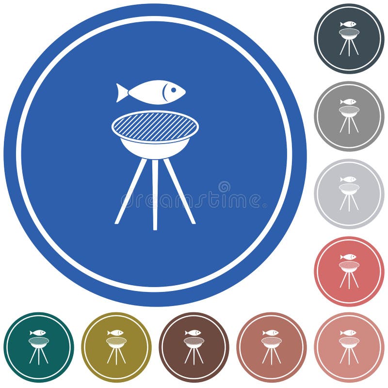 Grilled fish icon stock vector. Illustration of wing - 126881394