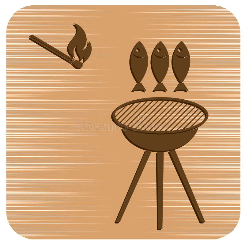 Grilled fish icon stock vector. Illustration of isolated - 129210194